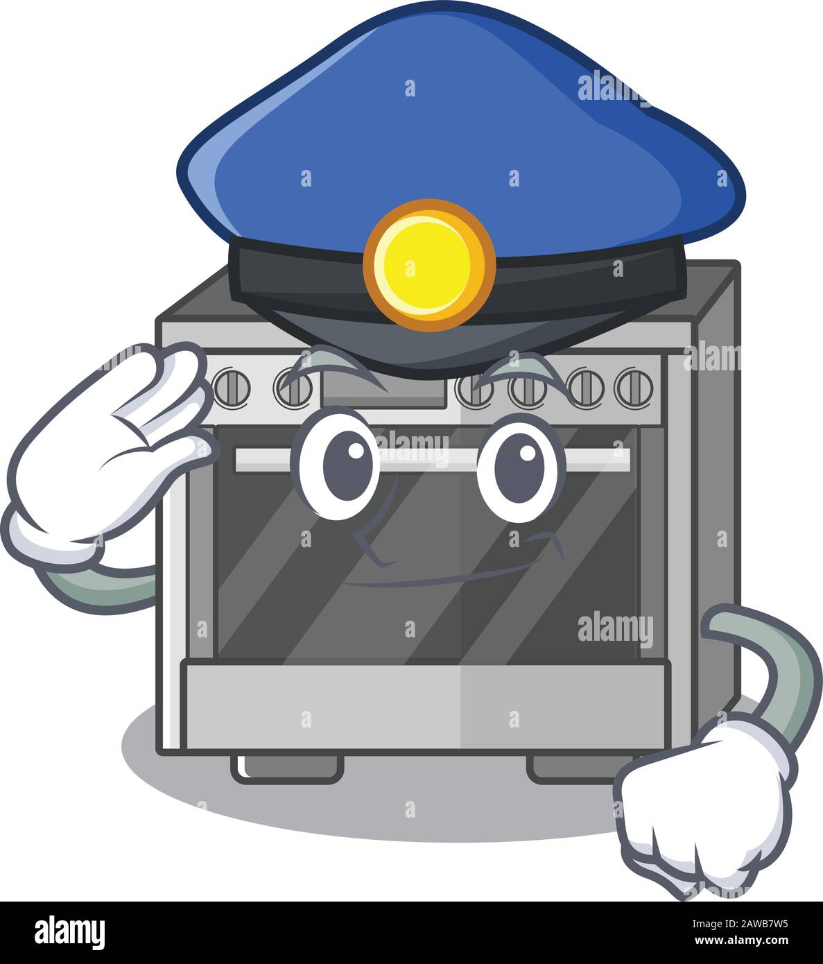 A manly kitchen stove Cartoon concept working as a Police officer Stock ...