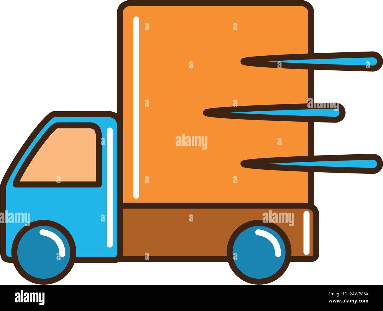truck transport fast cargo delivery vector illustration line and fill ...