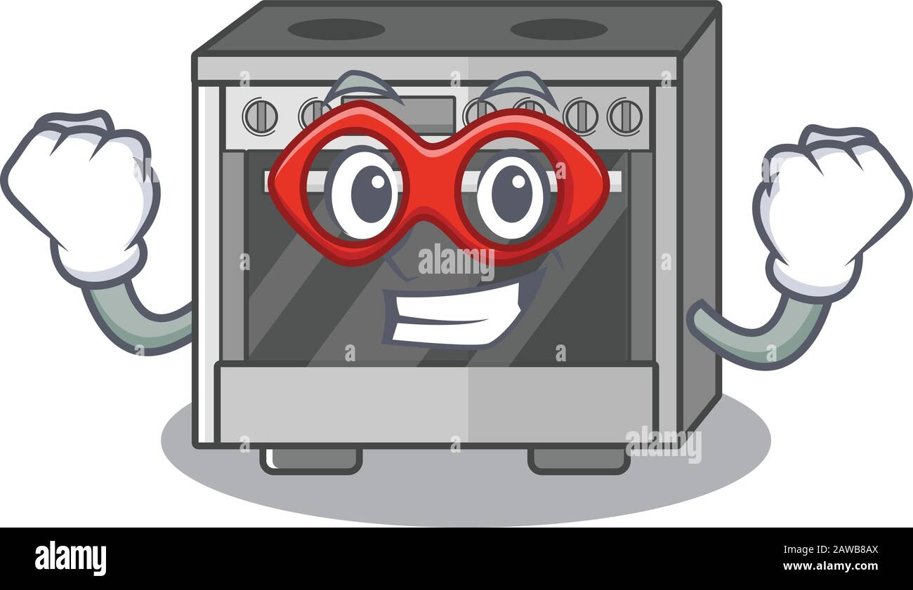 A cartoon concept of kitchen stove performed as a Super hero Stock ...
