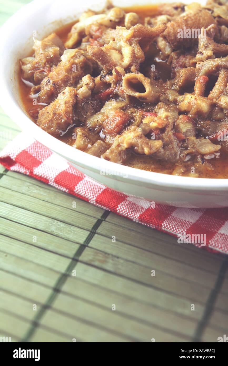 Indian traditional food goat intestine gravy Stock Photo - Alamy
