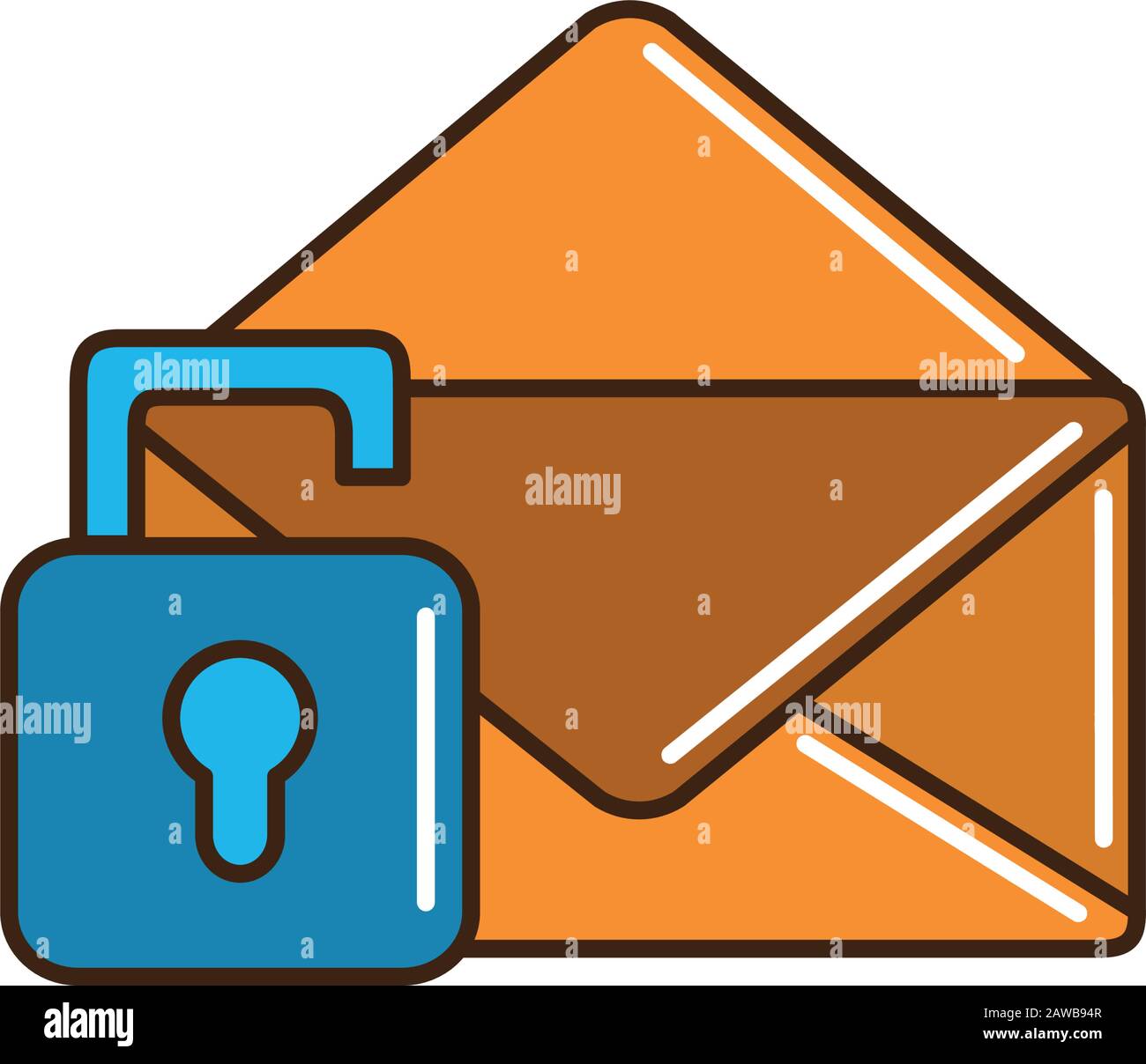 envelope mail letter security padlock unlock vector illustration line ...