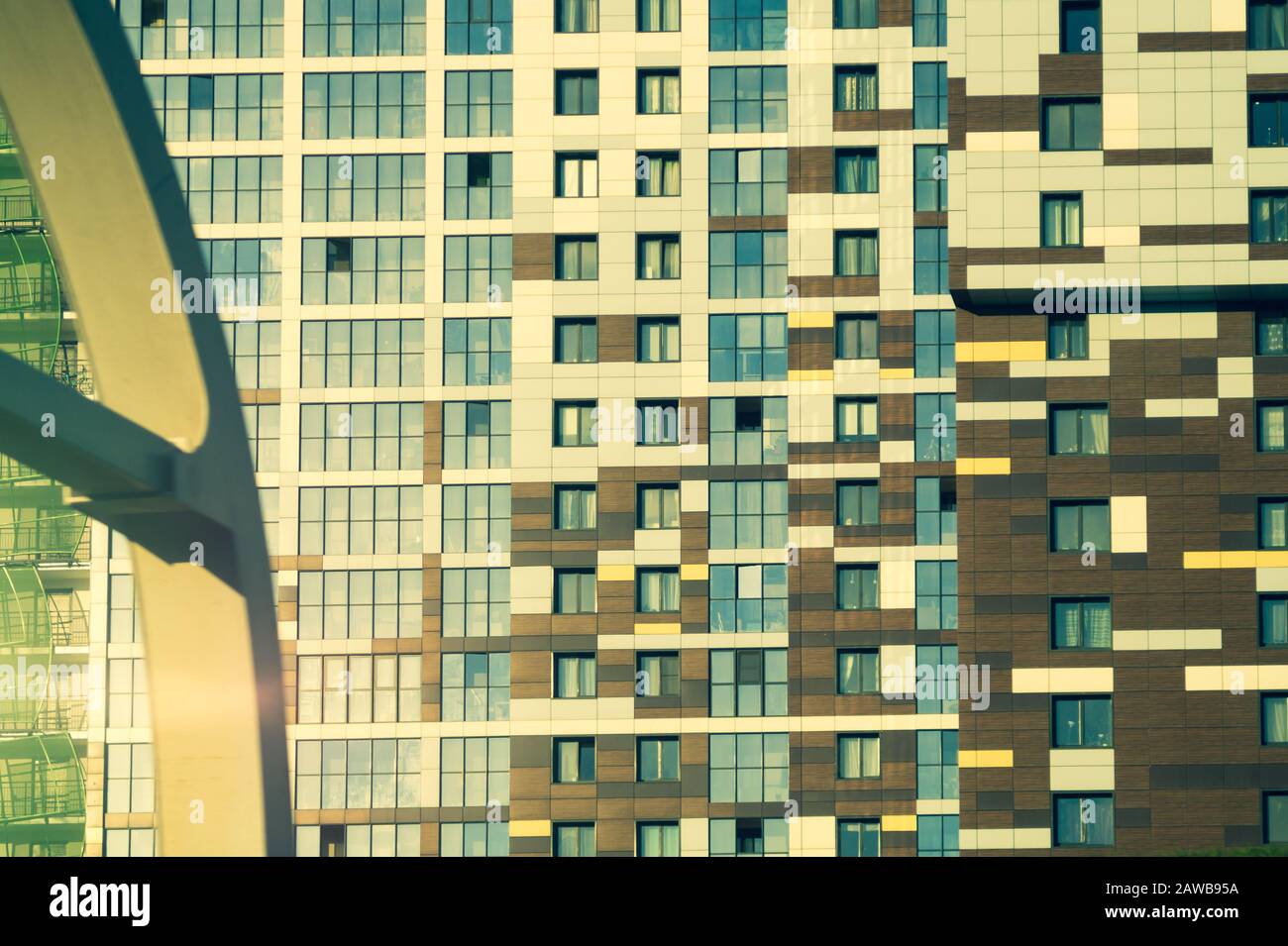 Modern building wall. detail of new constructed colorful building ...