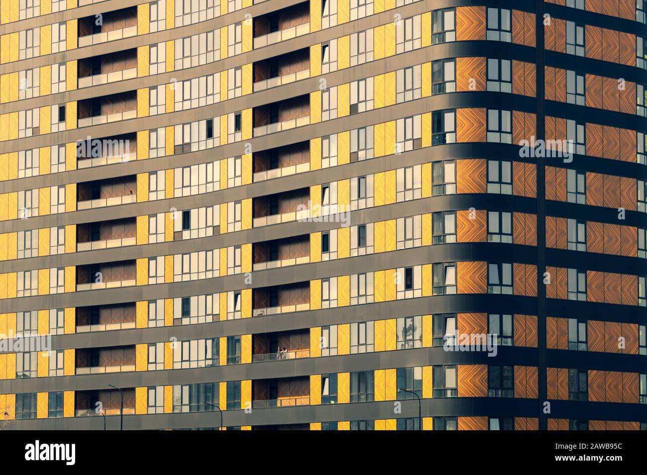 Modern building wall. detail of new constructed colorful building ...
