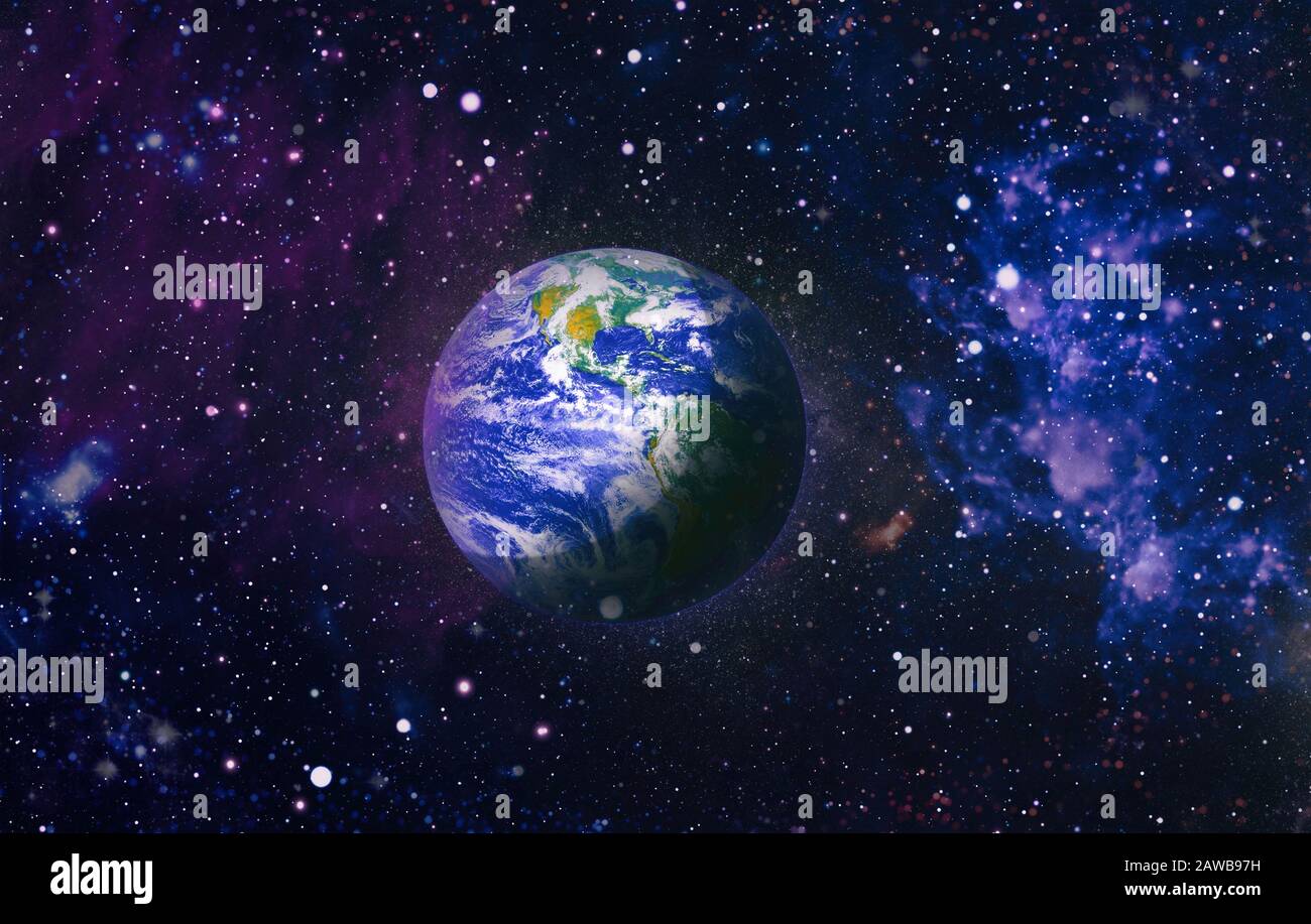 Beautiful Earth . Panoramic view of the Earth, sun, star and galaxy. Sunrise over planet Earth ...