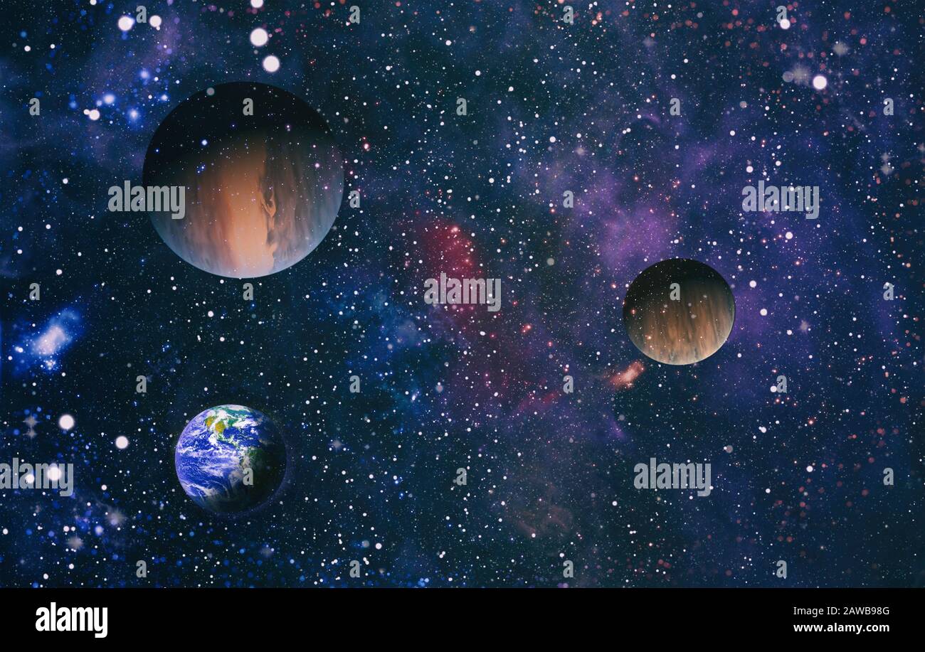 Beautiful Earth . Panoramic view of the Earth, sun, star and galaxy ...