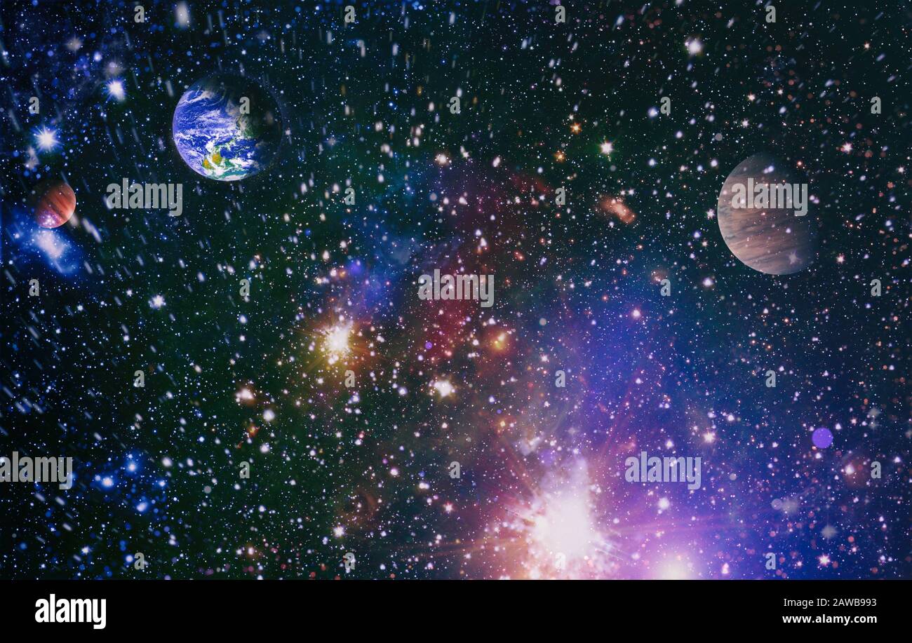 Beautiful Earth . Panoramic view of the Earth, sun, star and galaxy. Sunrise over planet Earth ...