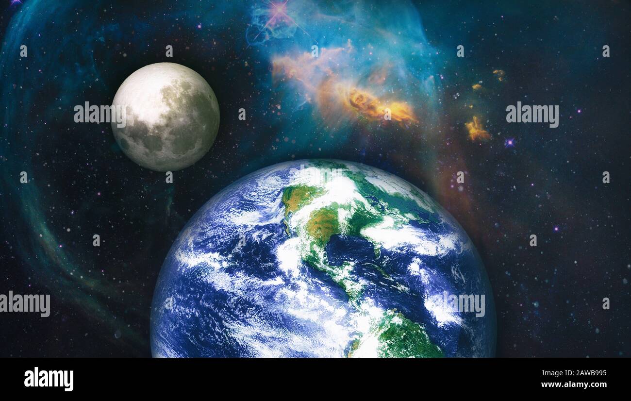 Panoramic Moon Earth