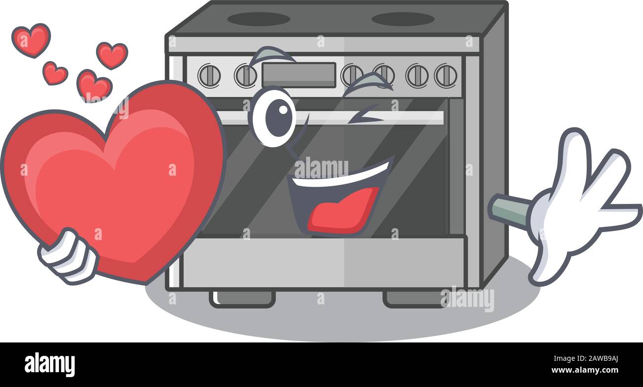 Romantic kitchen stove cartoon picture holding a heart Stock Vector ...