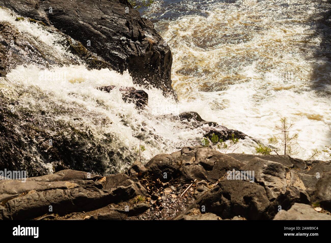 Waterfall nature background. rushing stream water. rocky flowing river ...