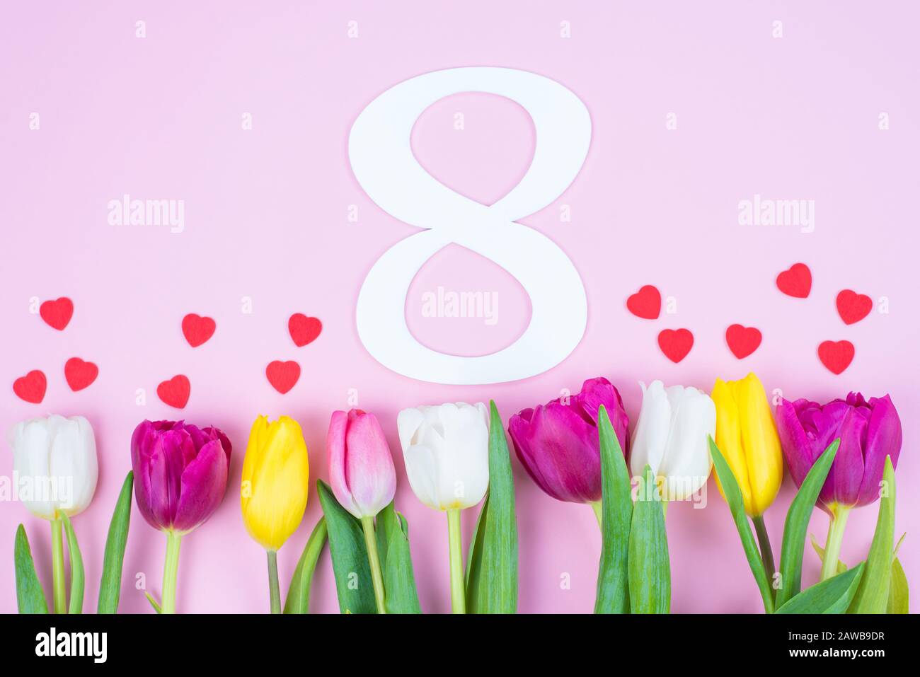 8 March congrats concept. Above high angle closeup view photo of ...