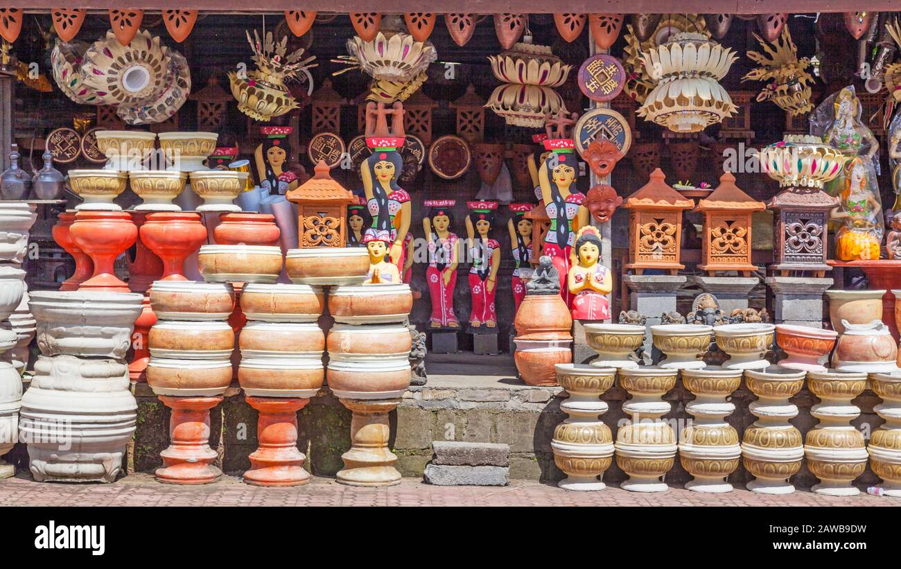 One of the many roadside pottery stalls on the island of Bali ...