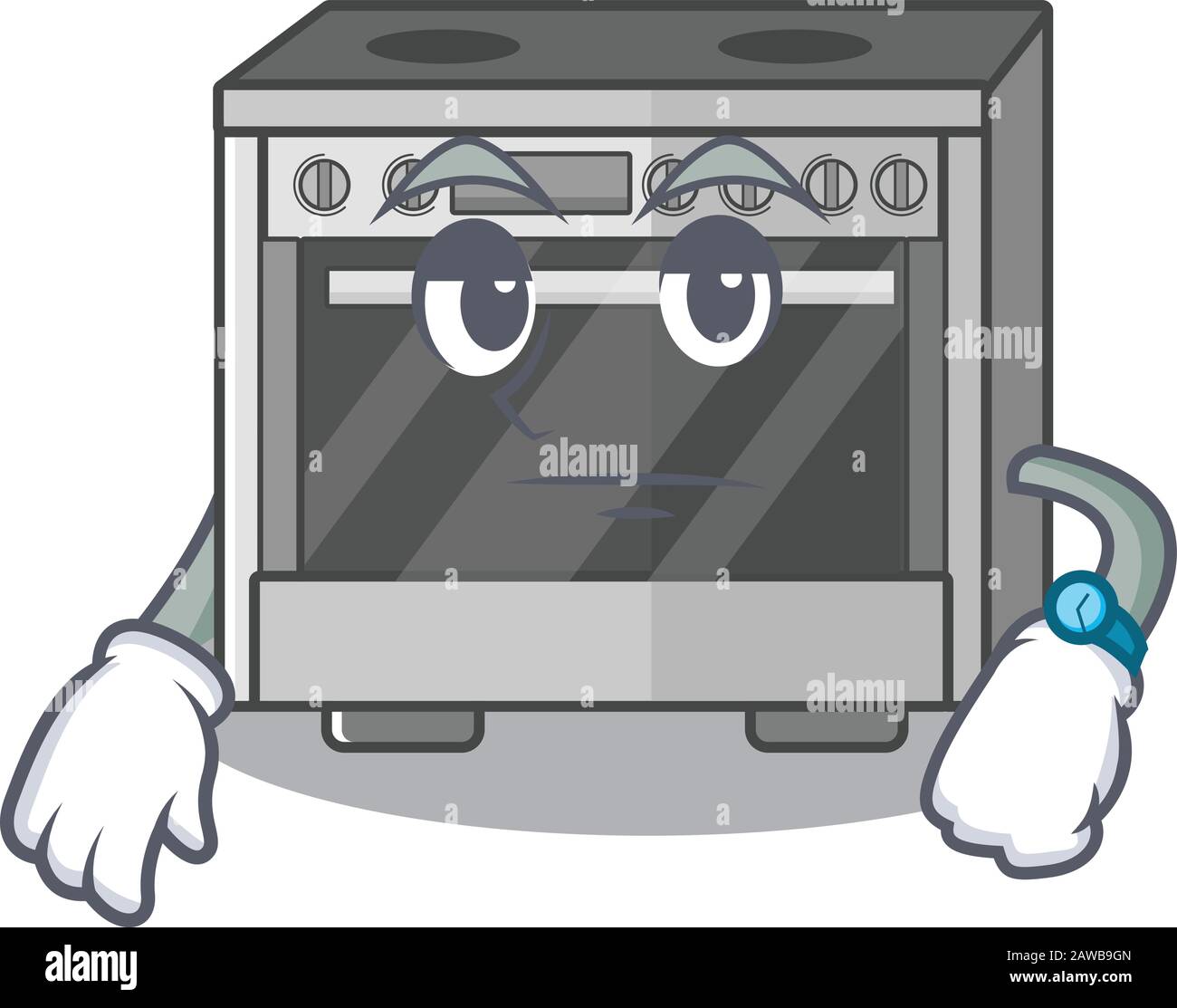 cartoon character design of kitchen stove on a waiting gesture Stock ...