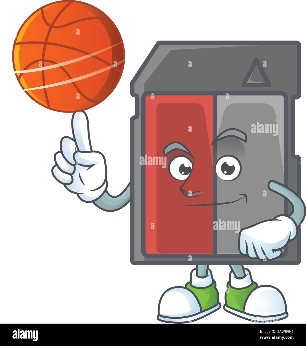 a strong memory card cartoon character with a basketball Stock Vector ...