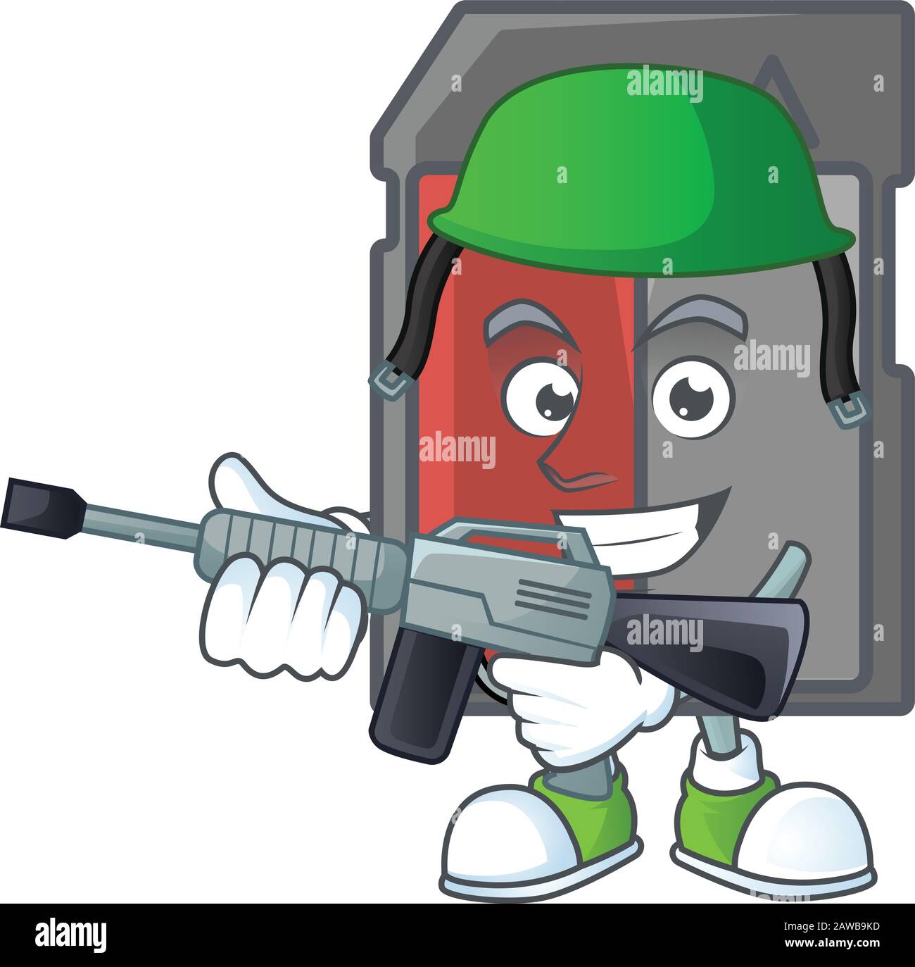 Memory card mascot design in an Army uniform with machine gun Stock ...