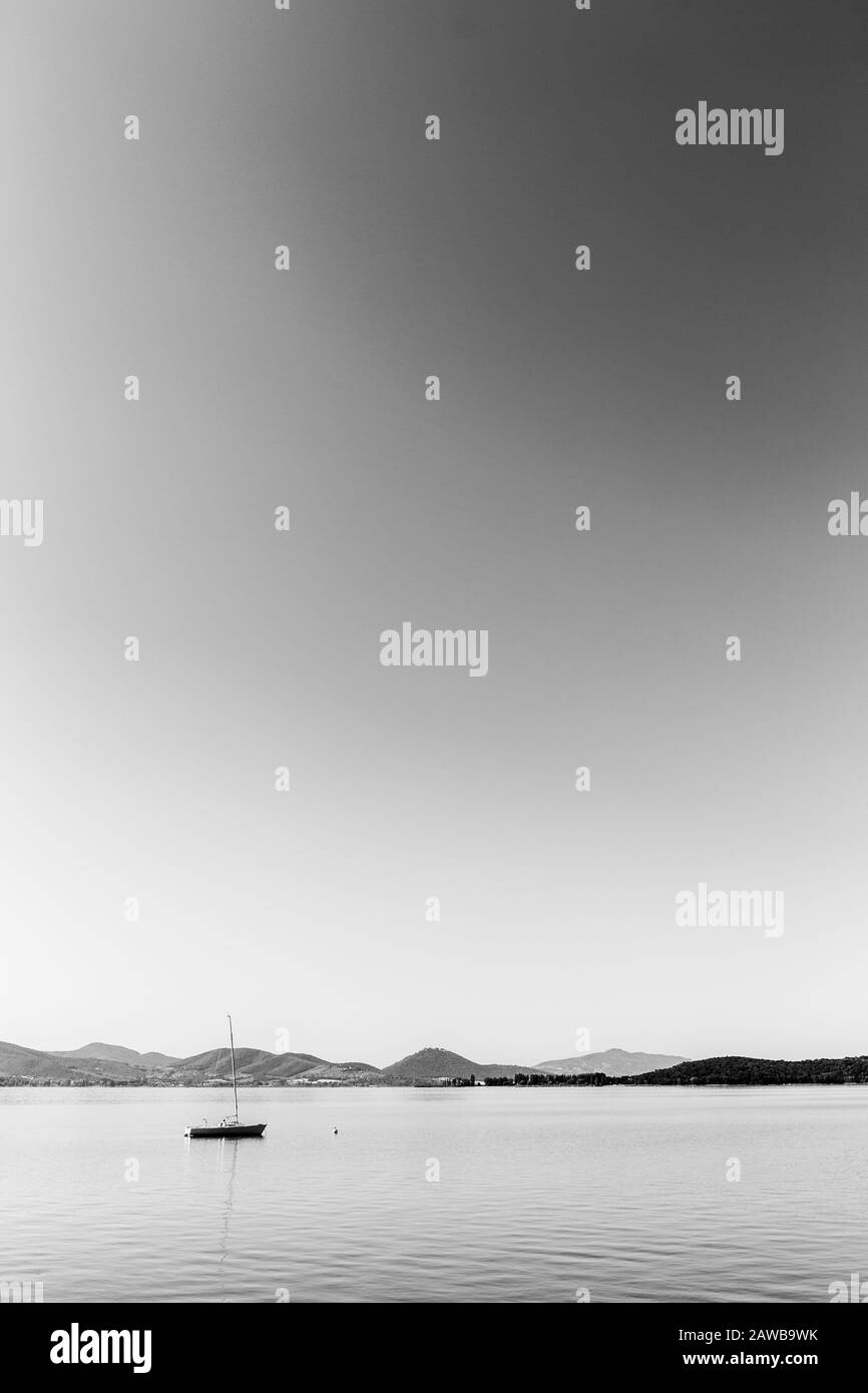 Sailing ship on calm Black and White Stock Photos & Images - Alamy