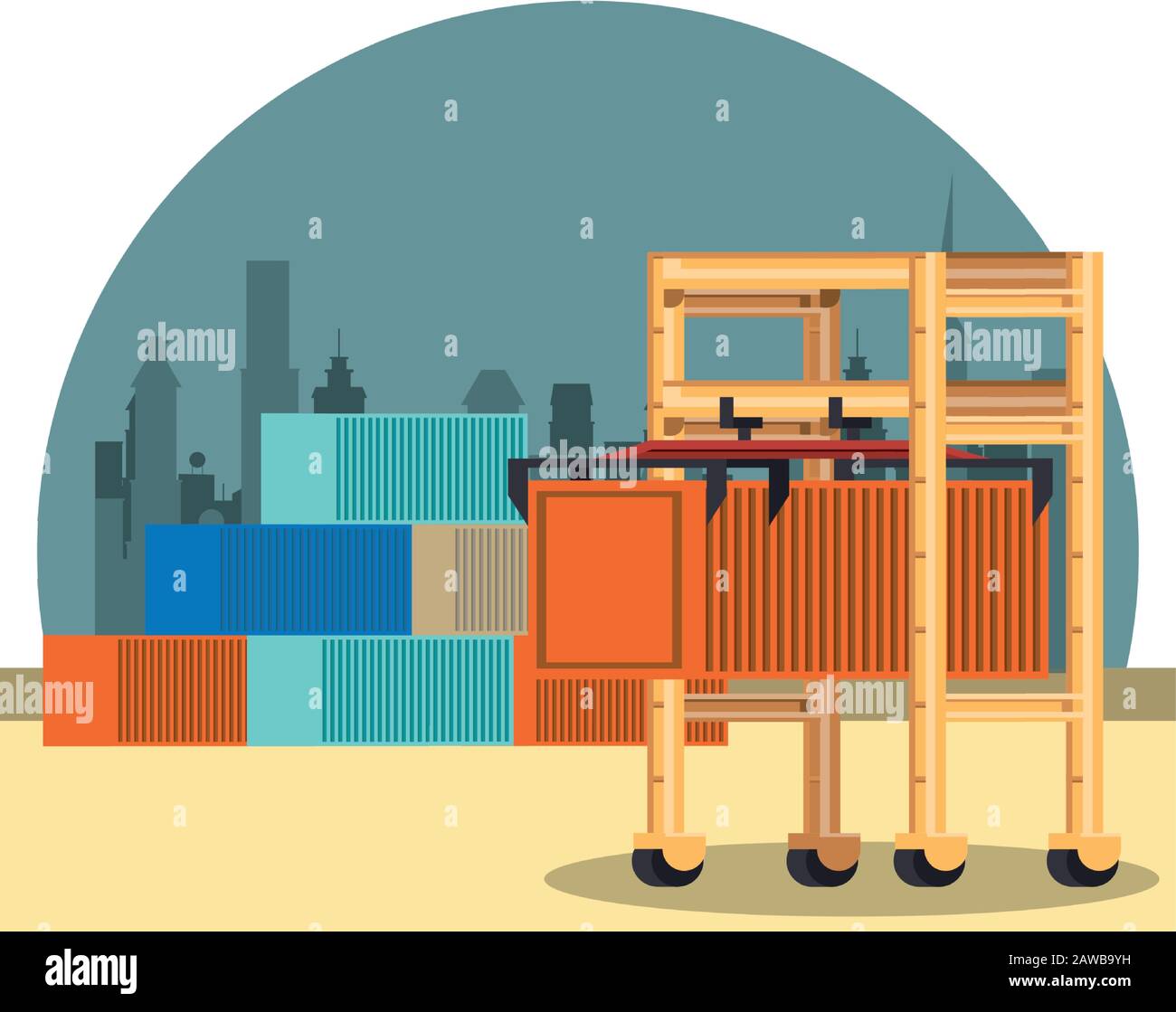 containers delivery service on the port Stock Vector Image & Art - Alamy