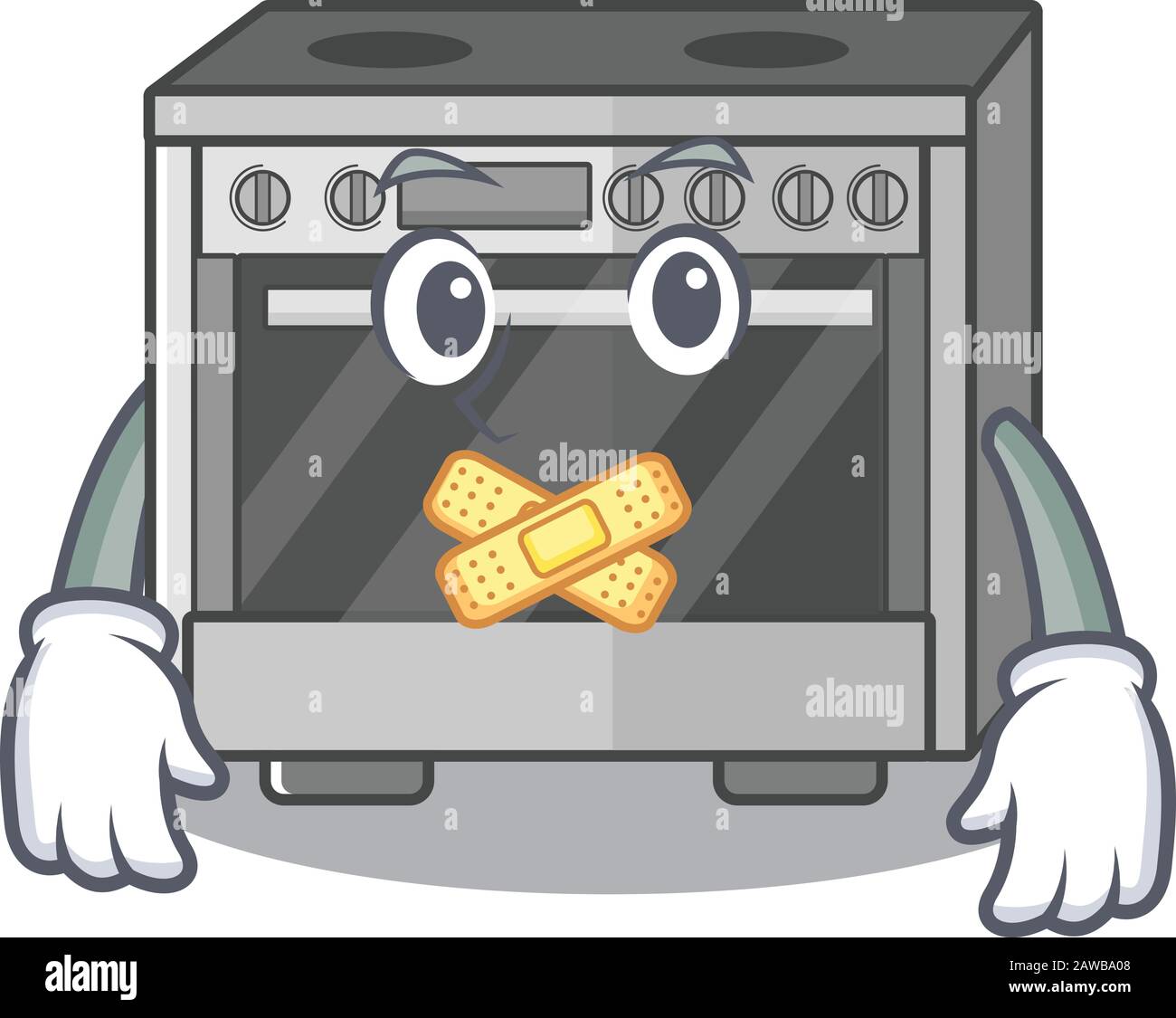 cartoon character design kitchen stove making a silent gesture Stock ...
