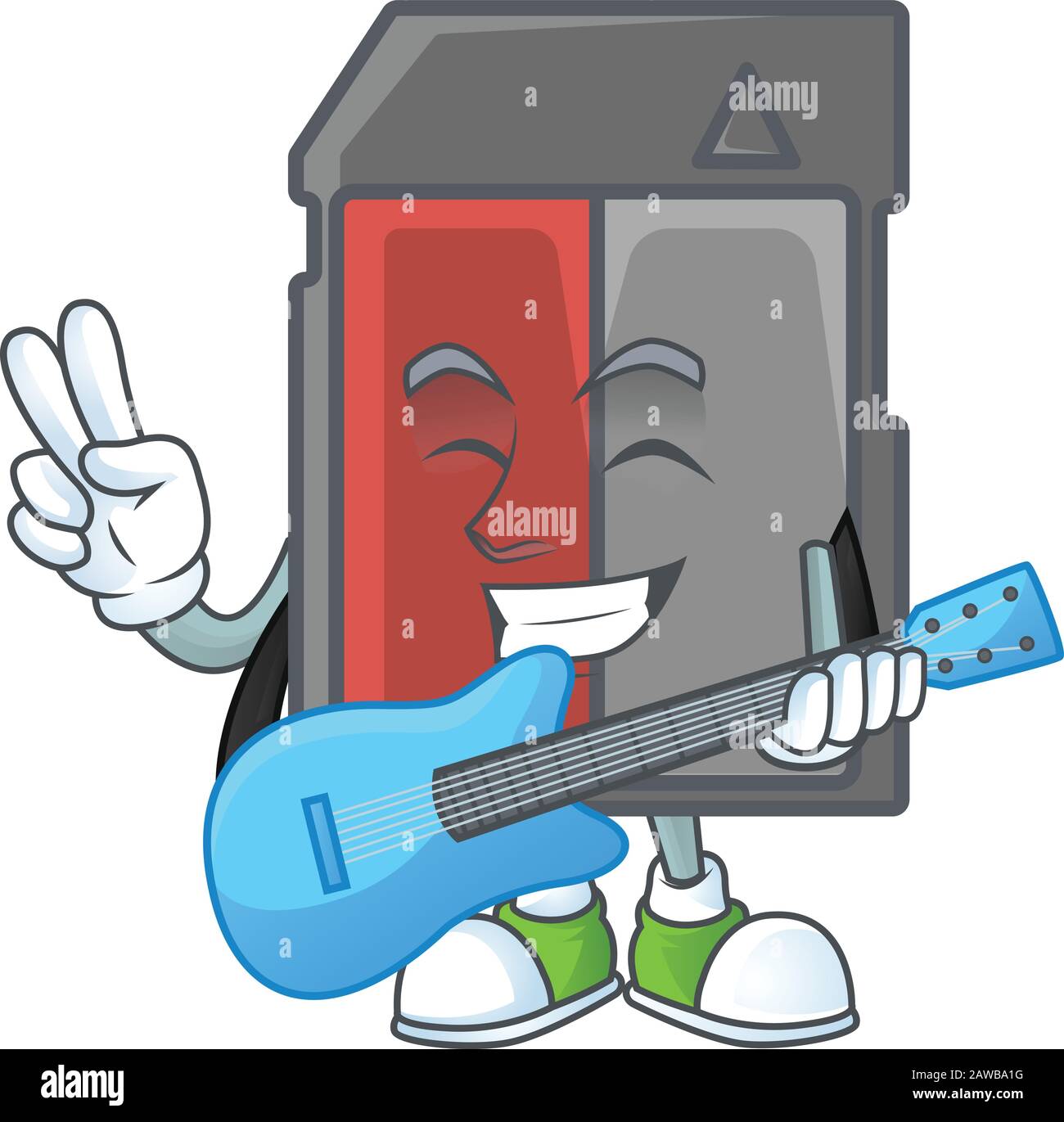 A cartoon character of memory card playing a guitar Stock Vector Image ...