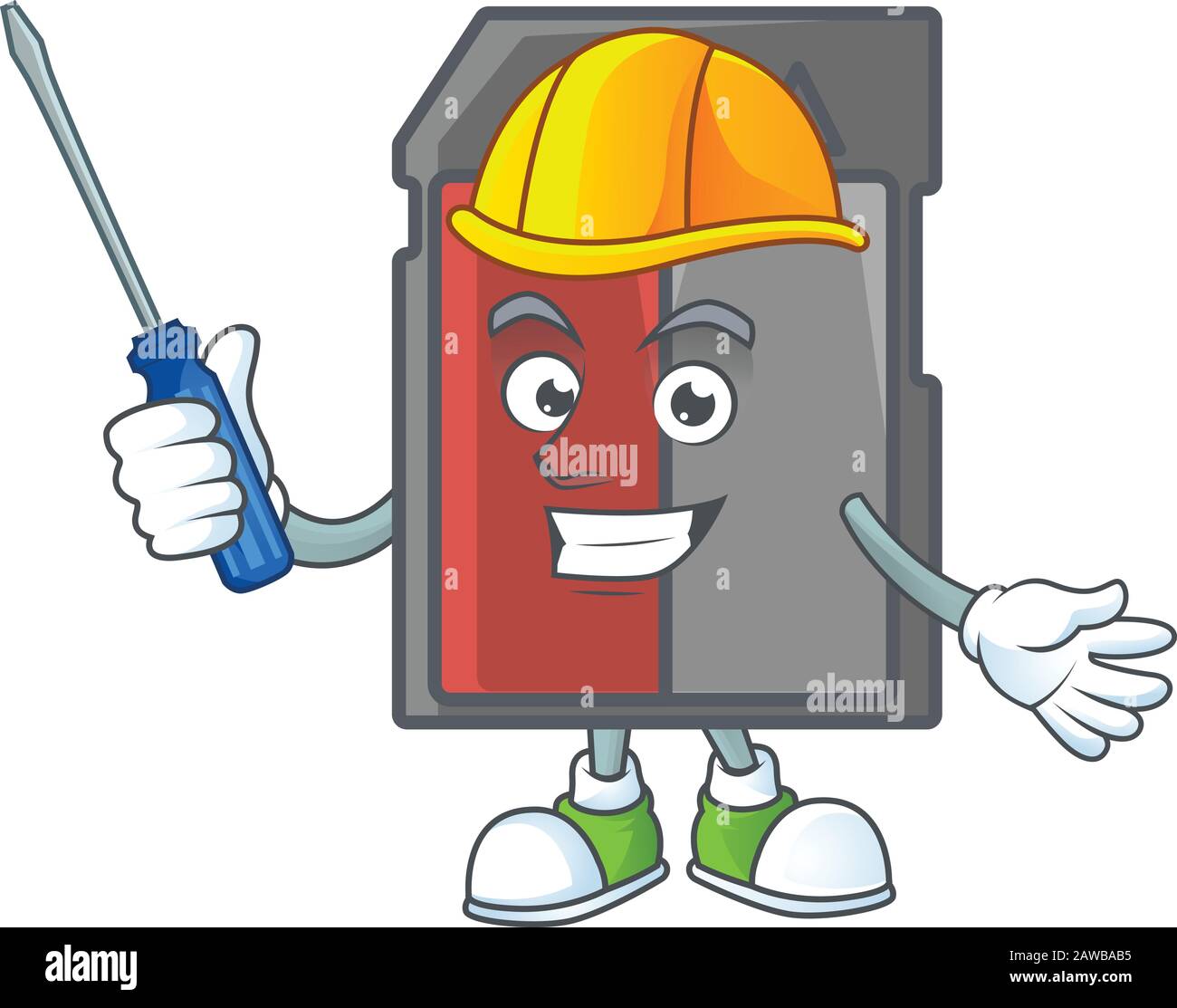 Smart automotive memory card in cartoon character style Stock Vector ...
