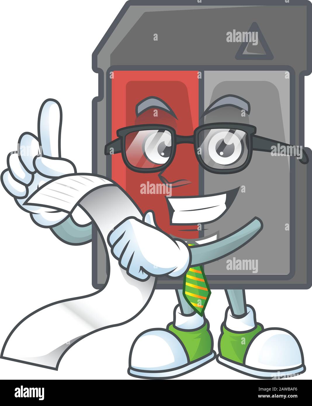 A funny face character of memory card holding a menu Stock Vector Image ...