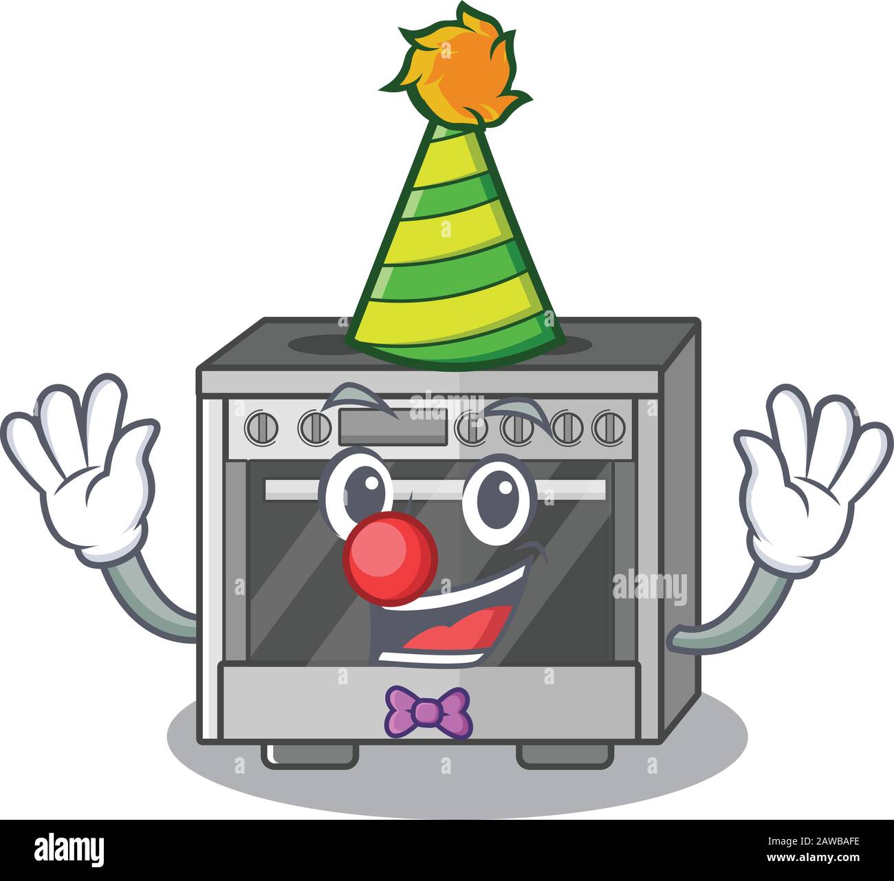 Funny Clown kitchen stove cartoon character mascot design Stock Vector ...
