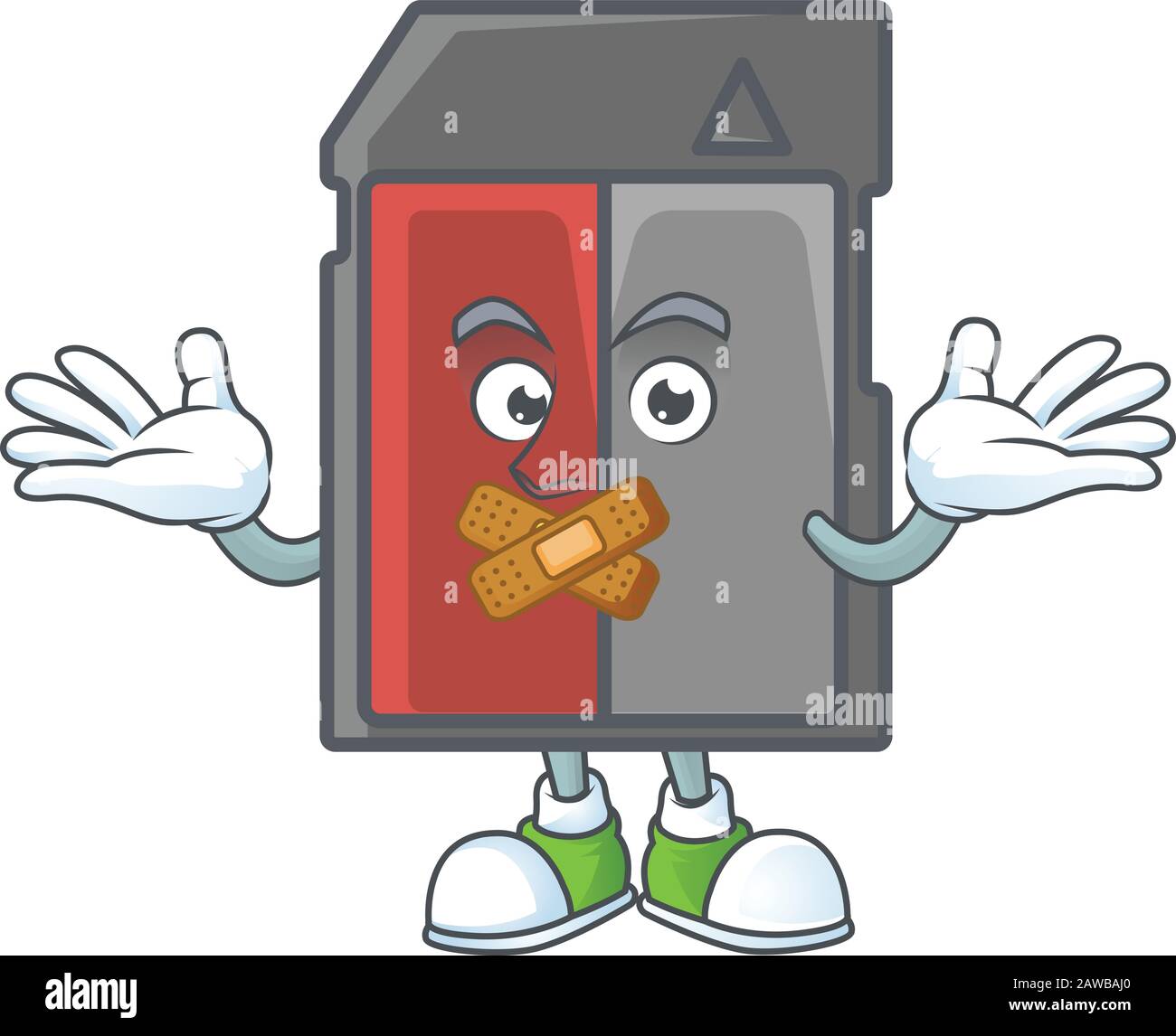 mascot cartoon character design of memory card making a silent gesture ...