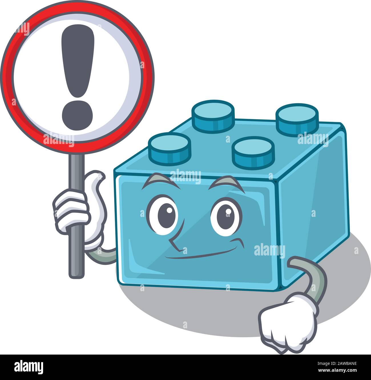 cute mascot character style of lego brick toys raised up a sign Stock ...