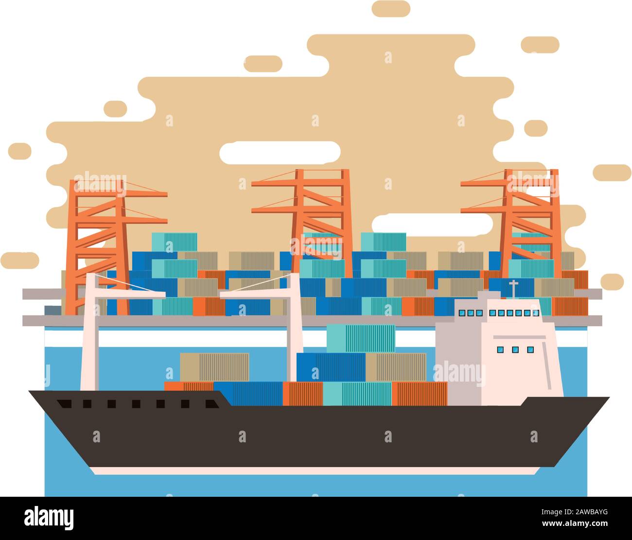 ship delivery service on the sea scene Stock Vector Image & Art - Alamy