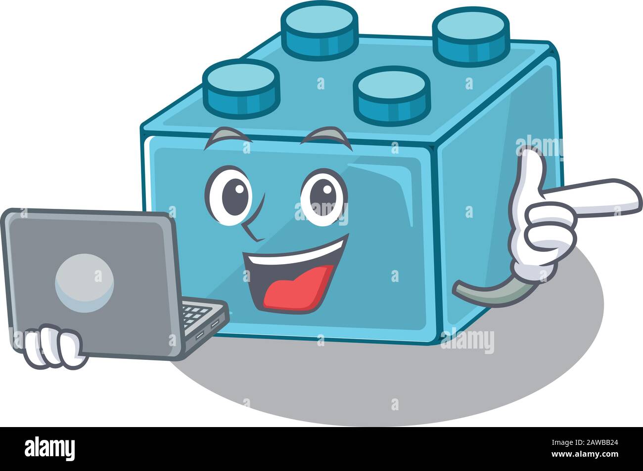 Cool character of lego brick toys working with laptop Stock Vector ...