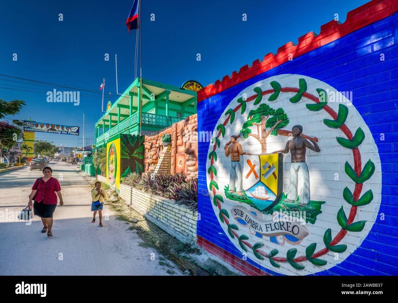 Town Hall, coat of arms of Belize, Orange Walk Town, Orange Walk ...