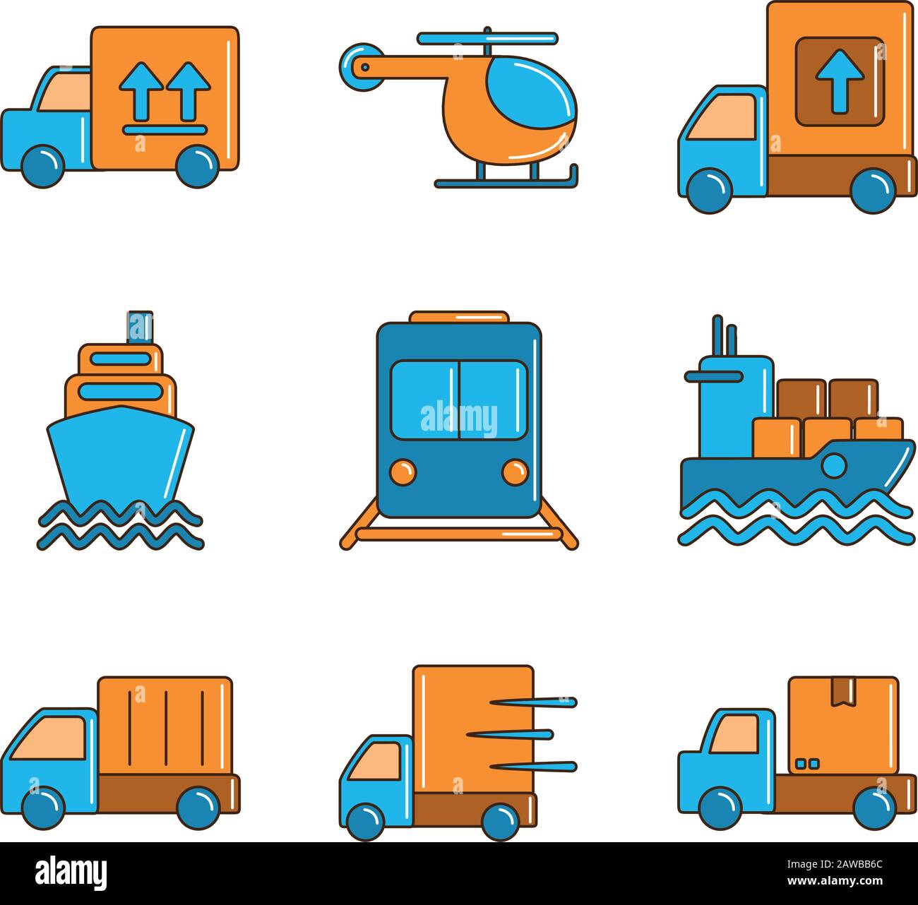 delivery cargo shipping distribution logistic icons set vector ...