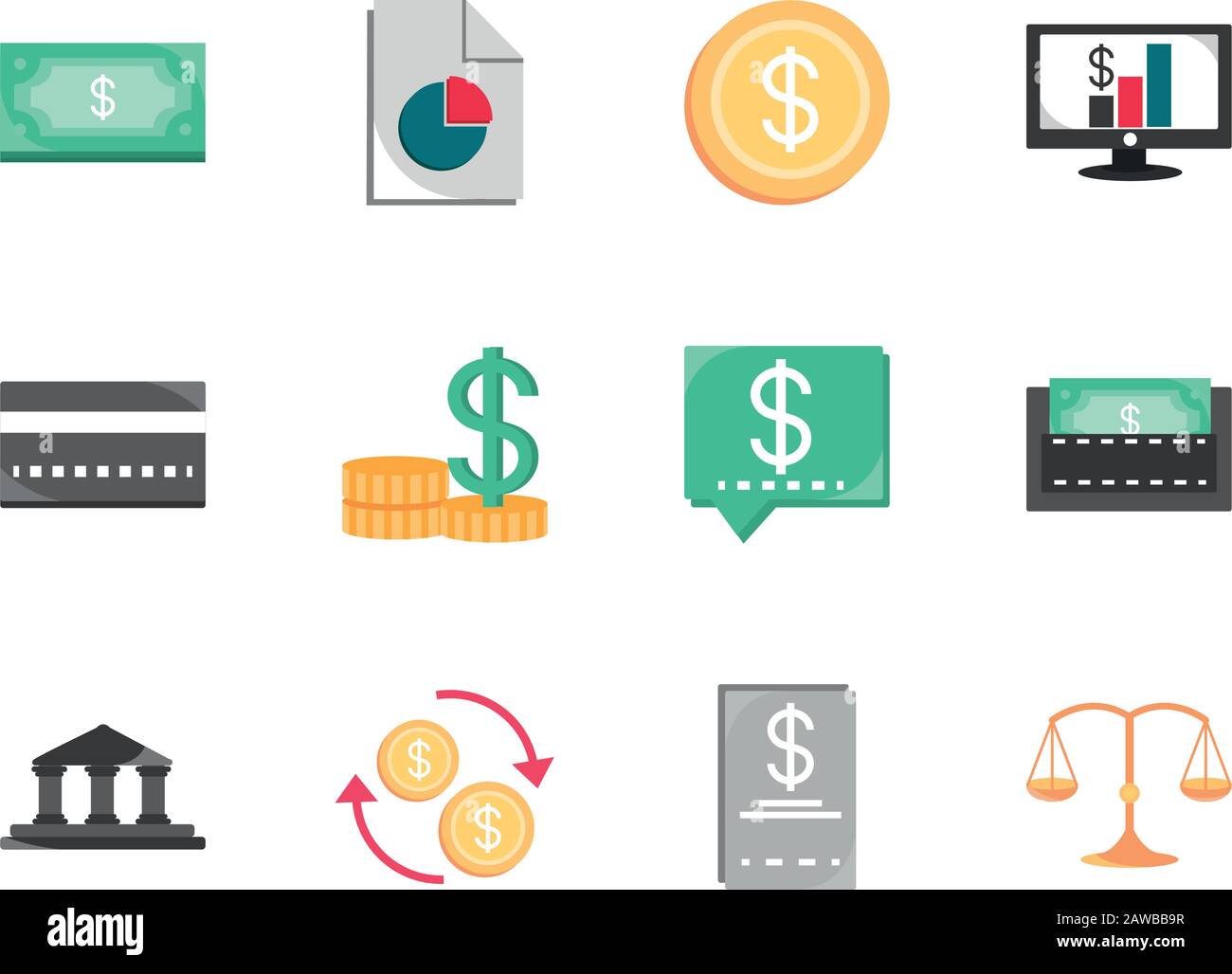 finance money business economy icons set vector illustration Stock ...