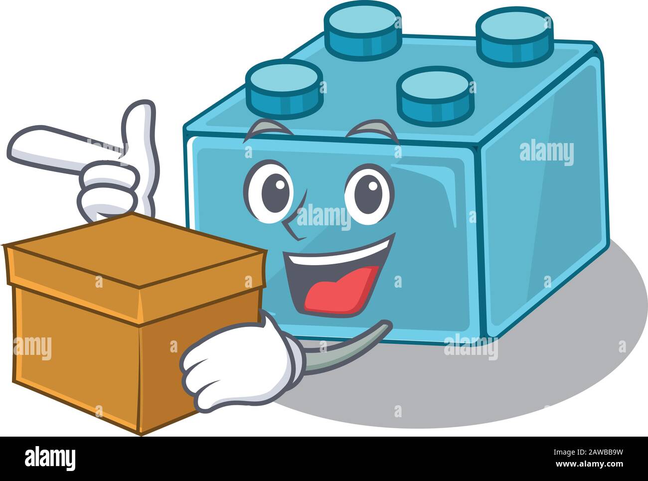 Cute lego brick toys cartoon character having a box Stock Vector Image ...