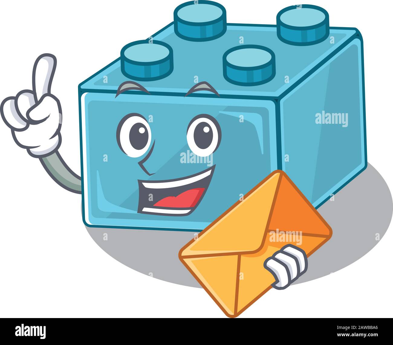 Happy face lego brick toys mascot design with envelope Stock Vector ...