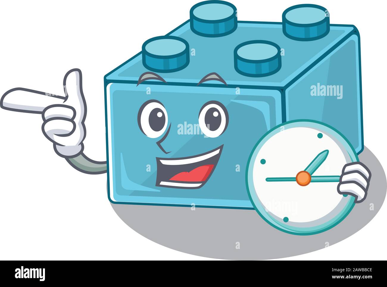 cartoon character concept lego brick toys having clock Stock Vector ...