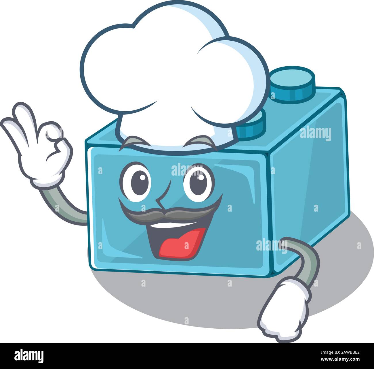 Lego brick toys cartoon character working as a chef and wearing white ...