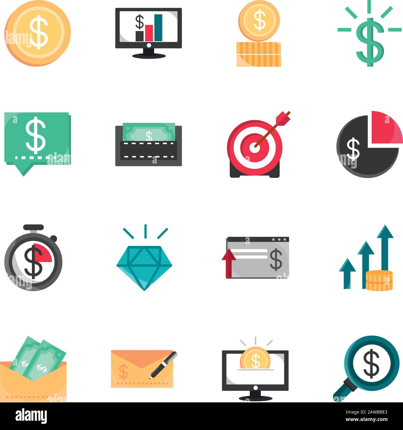 finance money business economy icons set vector illustration Stock ...