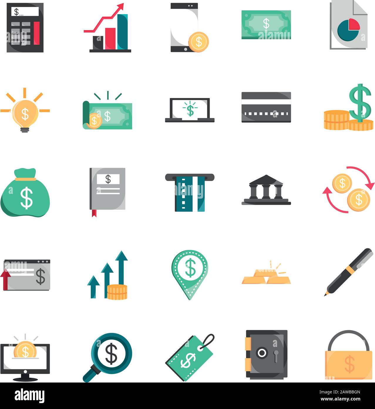 finance money business economy icons set vector illustration Stock ...