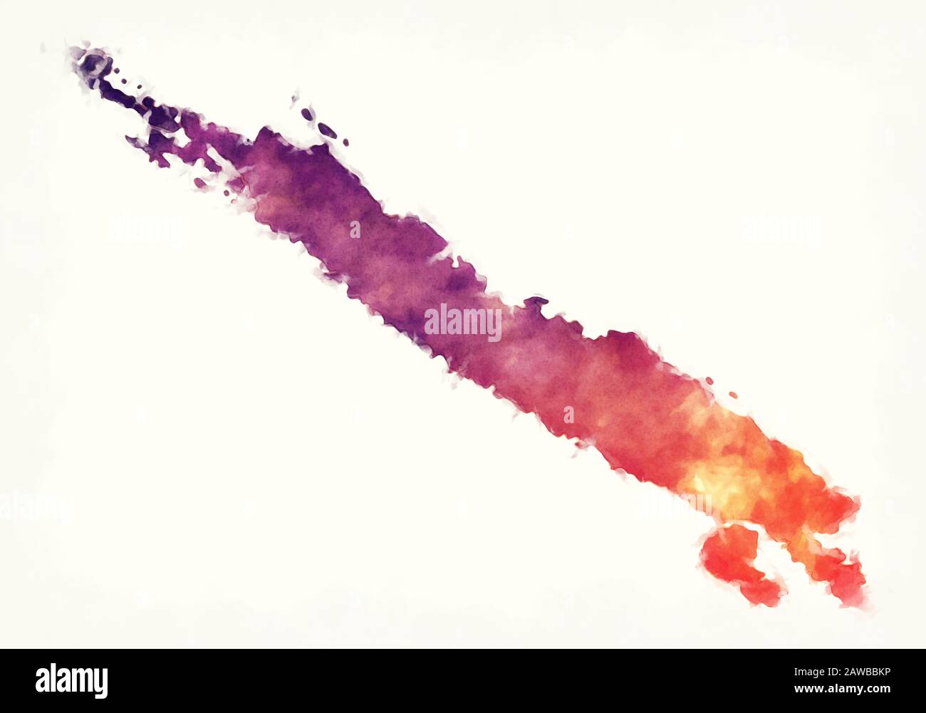 Isabel Province watercolor map of Solomon Islands Stock Photo - Alamy