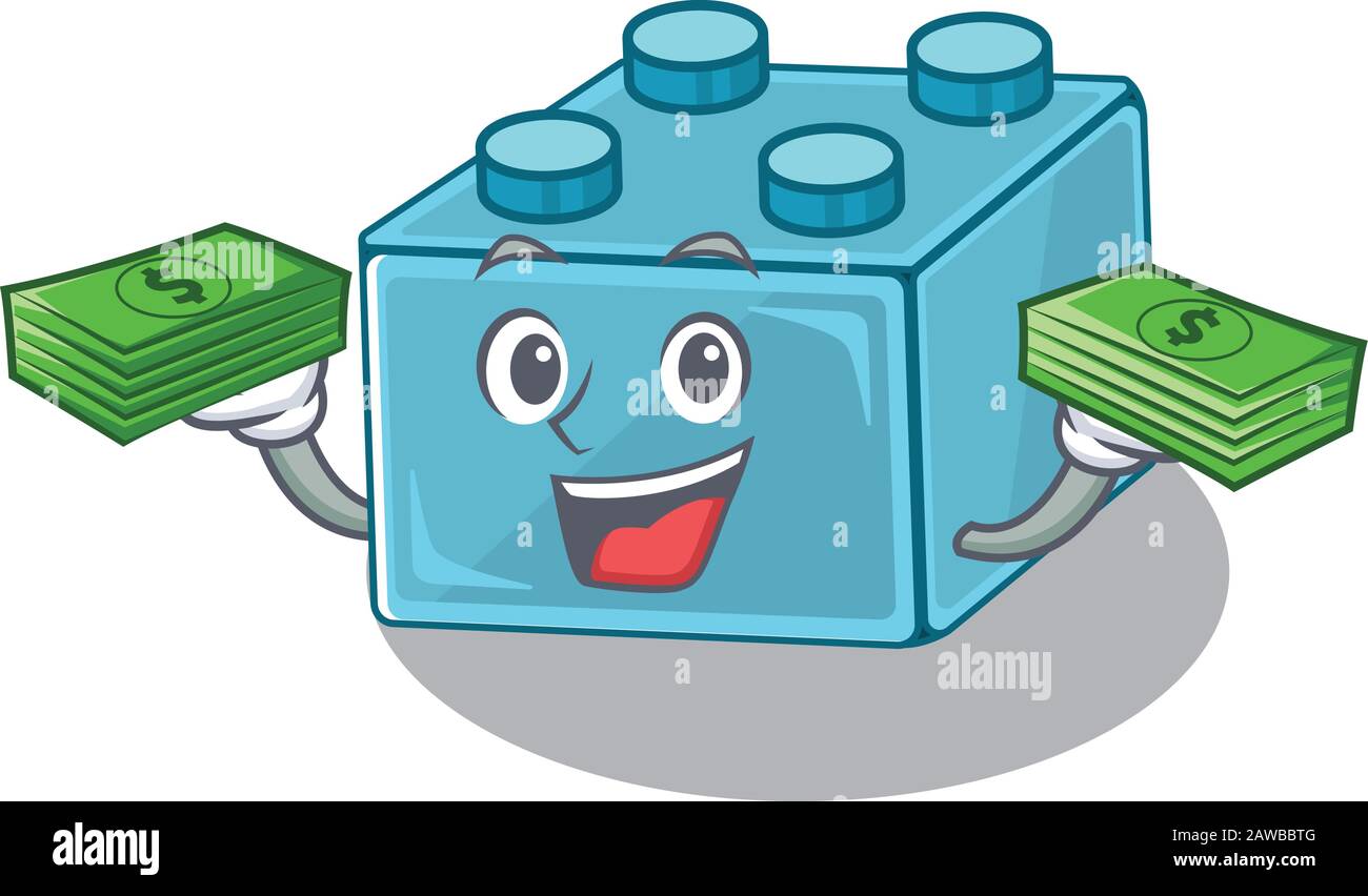 cool rich lego brick toys character having money on hands Stock Vector ...