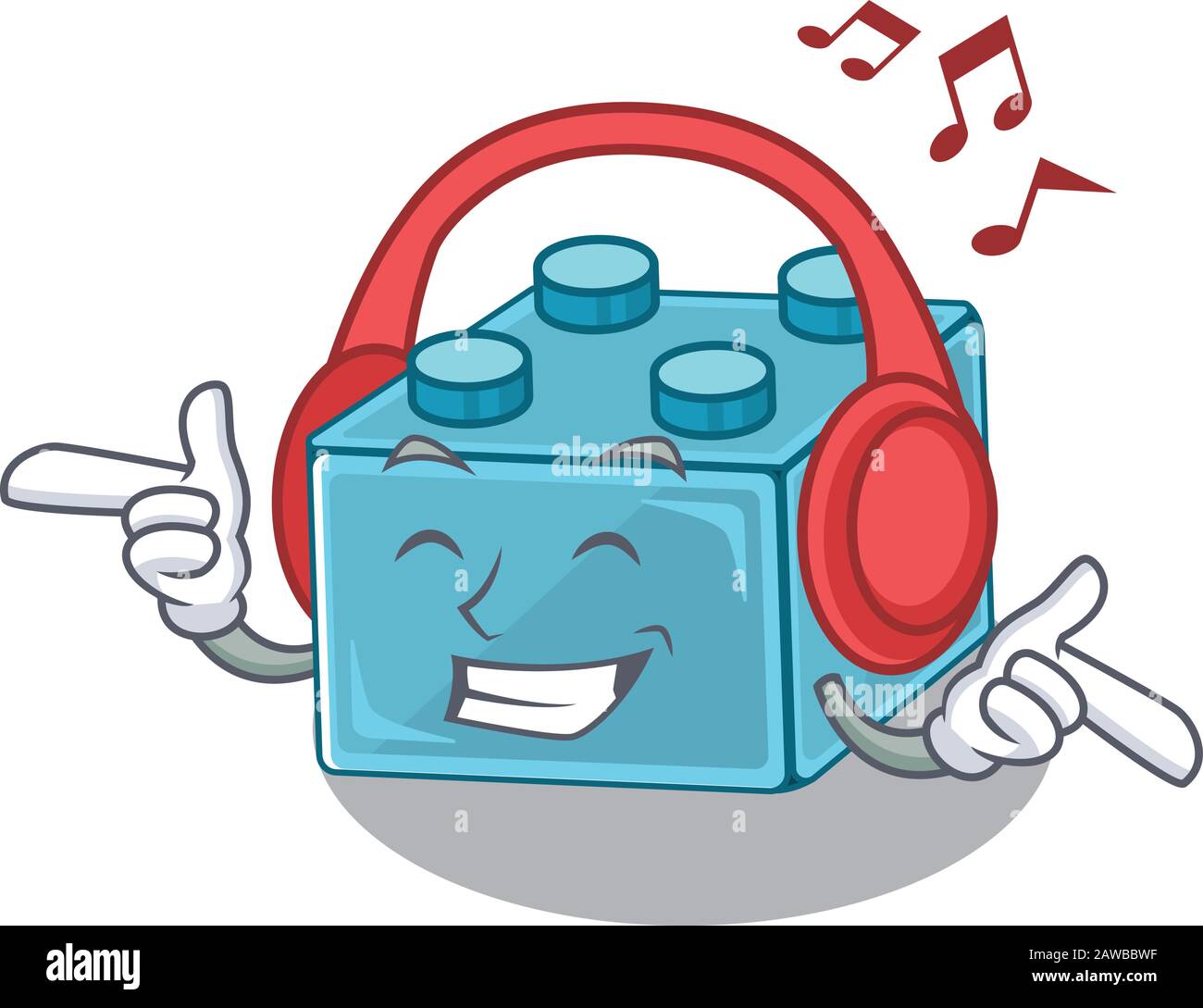 Listening music lego brick toys cartoon character concept Stock Vector ...