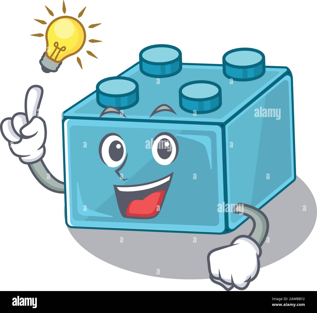 a clever lego brick toys cartoon character style have an idea gesture ...