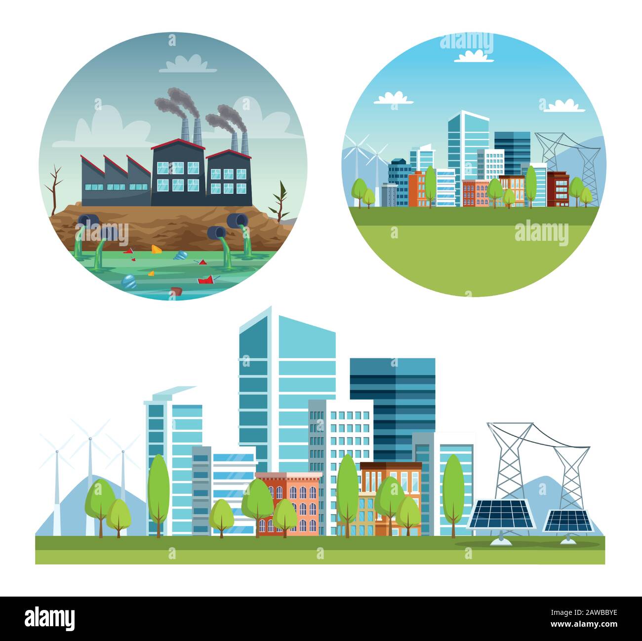 Scene factory water pollution illustration Cut Out Stock Images ...