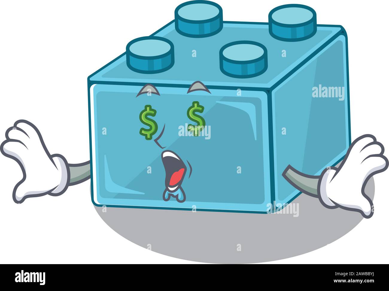 Happy rich lego brick toys cartoon character with Money eye Stock ...