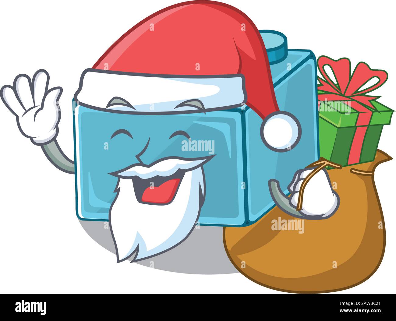 Santa lego brick toys Cartoon character design having box of gifts ...