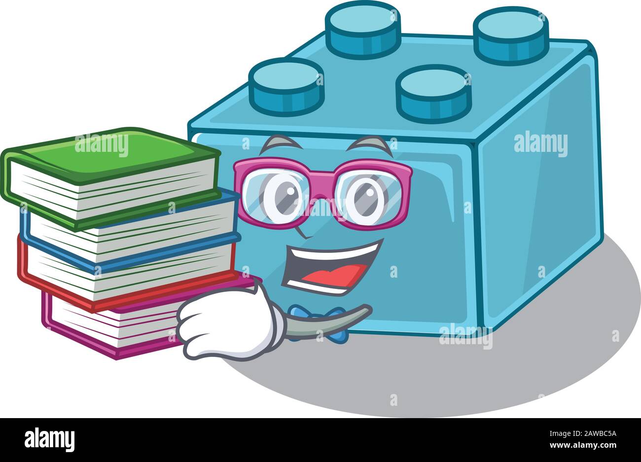 mascot cartoon of lego brick toys studying with book Stock Vector Image ...