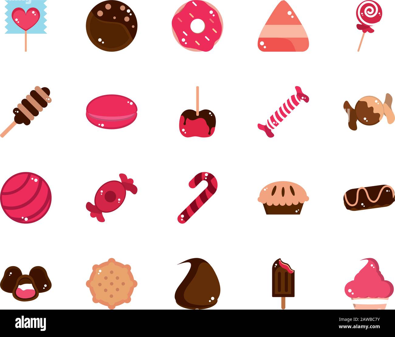 sweet confectionery snack food candy icons collection vector ...