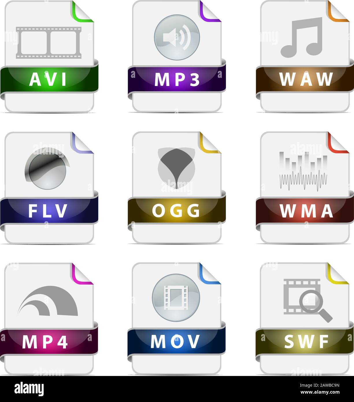 Creative design and modern presentation multimedia file type icon ...