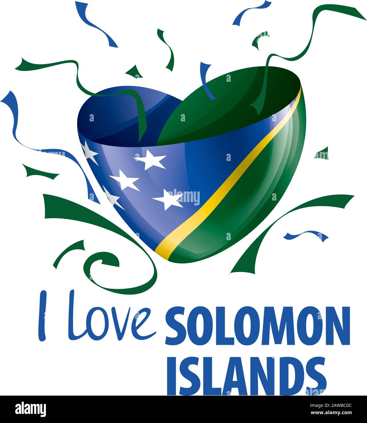 National flag of the Solomon Islands in the shape of a heart and the ...