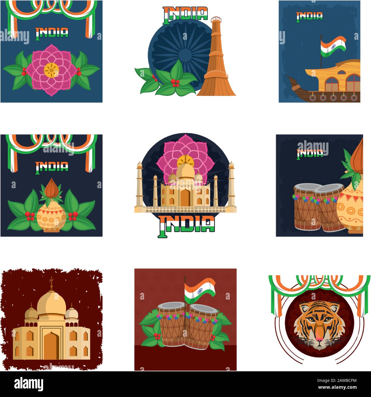 bundle of india set icons Stock Vector Image & Art - Alamy